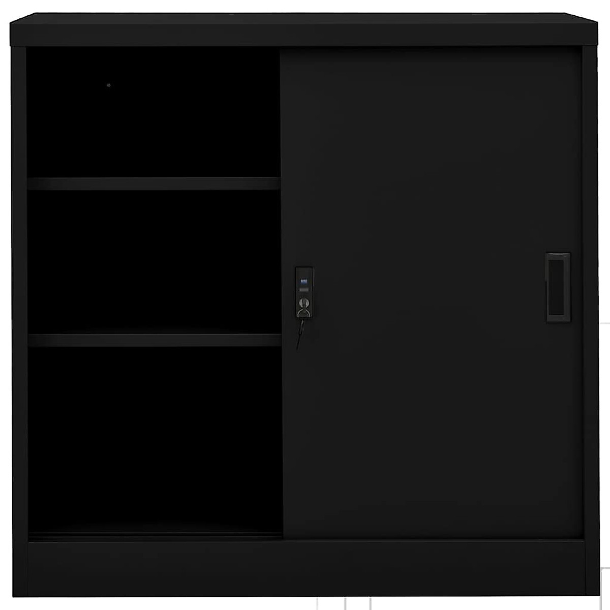 vidaXL Steel Office Cabinet - 35.4"x15.7"x35.4" - Versatile Storage Solution with Adjustable Shelves and Sliding Door - Ideal for Office Use - Black