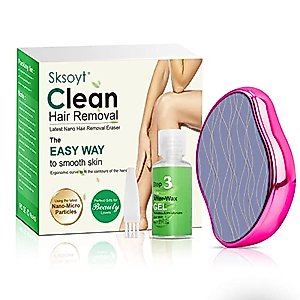 SKSOYT Upgraded Nano Crystal Hair Eraser for Women and Men Magic Crystal Hair Remover with Gentle Skin Exfoliation Easy to Use Works for Arms, Back & Legs Perfect Gift(Rose Red)