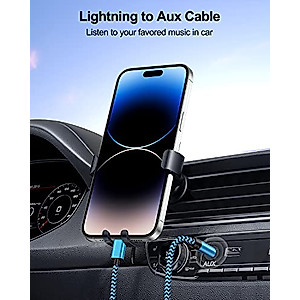 Aux Cord for iPhone, Lightning to 3.5mm Male Audio Cable Compatible with iPhone 14 Pro Max, 14 Plus, 13 Max, 12 Mini, X/XR, iPad, iPod, Mfi Apple Auxiliary Wire for Car, Speaker, Headphone -2Pcs/3ft