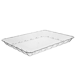 silver collection Rectangular Plastic Trays, Disposable Serving Party Platters 9" X 13" -Pack of 4- (Clear)