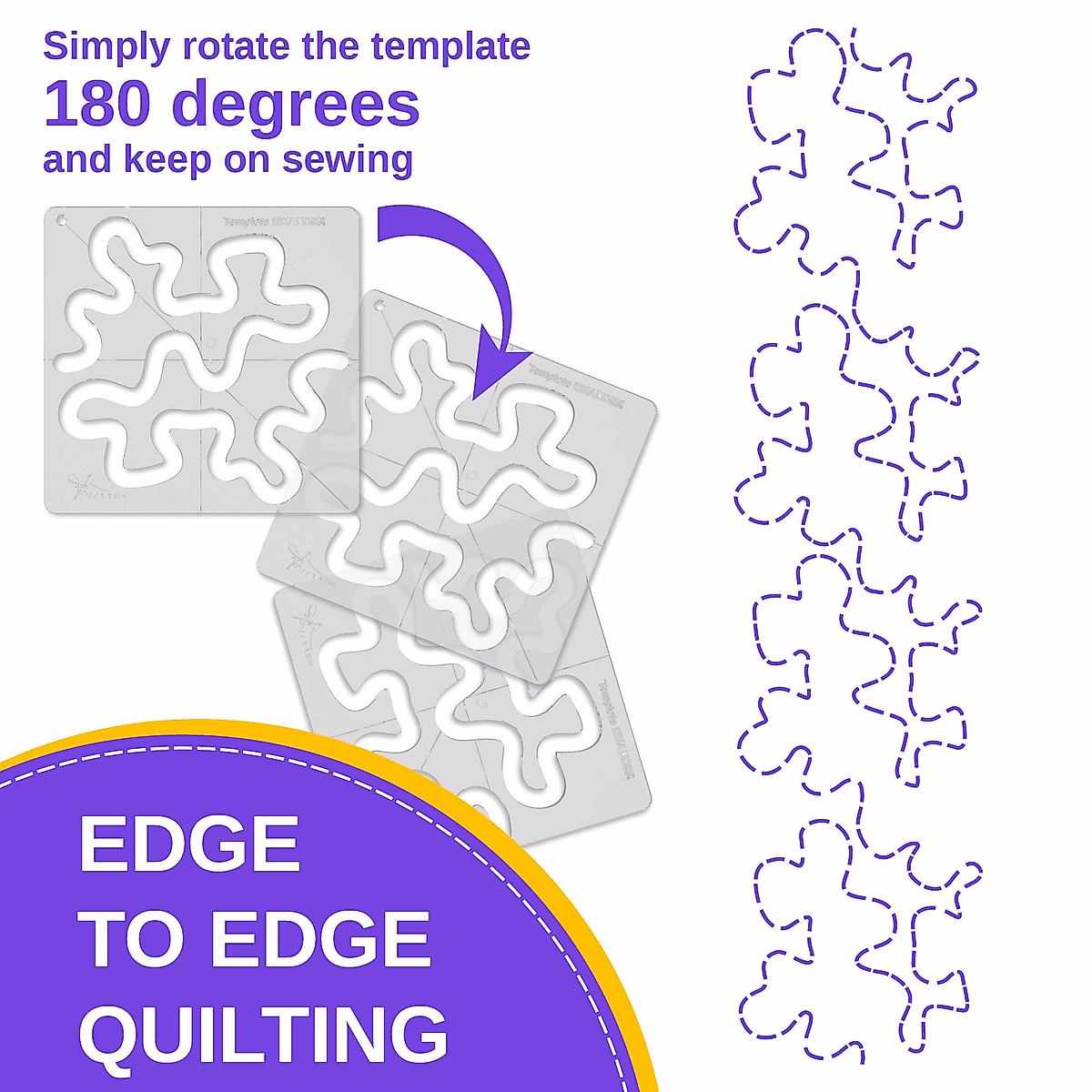 Meander Quilting Templates – Free-Motion Quilt Design – Acrylic Quilting Ruler Template for Industrial and Domestic Sewing Machines – Easy Free-Motion Quilting Learning