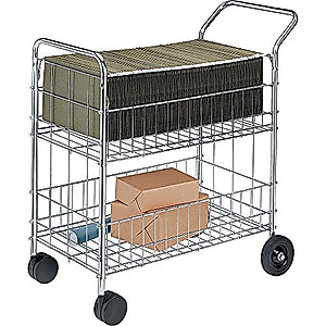 Fellowes Chrome-Plated Steel Wire Mail Cart with Upper and Lower Baskets (40912)