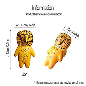 30GO Decorative Ceramic Hooks (Set of 5) | Wall Hooks and Drawer Handles for Home Decor | Cute Cartoon Hooks for Kids' Rooms