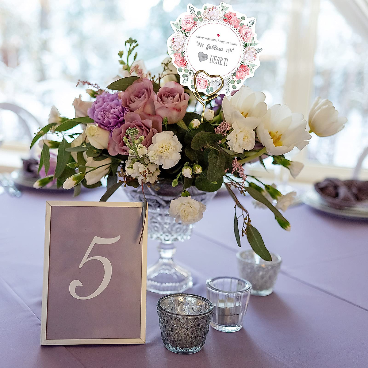 30 Pcs Metal Wire Floral Place Card Holder Pick 12 Inch Gold Photo Clip Card Heart Shape Table Memo Cake Topper for Wedding Birthday Baby Shower Party Favor