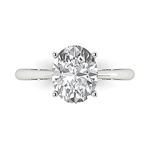 Clara Pucci 2.5ct Oval Cut Solitaire Genuine Moissanite Wedding Bridal Designer Anniversary Engagement Ring in 14k White Gold for Women