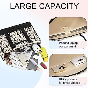 LOIDOU Laptop Tote Bag for Women 15.6 inch Canvsa Work Tote Bag Computer Bag Large Capacity Teacher Handbag Shoulder Bag