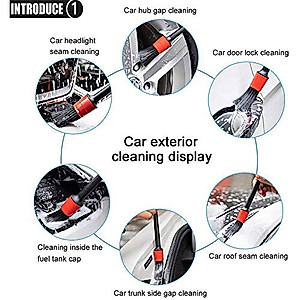20 Pieces Auto Detailing Brush Set - 5 Different Sizes Premium Natural Boar Hair Mixed Fiber Plastic Handle Automotive Detail Brushes for Cleaning Wheels, Engine, Emblems, Air Vents, Car, Motorcy