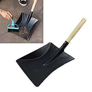 Yardwe Metal Dustpan, BBQ Grill Ash Pan Carbon Steel Ash Coal Fireplace Shovel Charcoal Grill Accessories Garden Hand Tools 1PCS (Large Shovel)