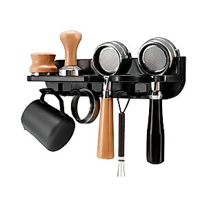 Espresso Tamper Holder Station Laelr Wall Mounted Coffee Station Organizer Coffee Distributor & Tamper 54mm/2.1'' Portafilter Storage Wall Shelf Espresso Accessories Organizer Rack for Bar Home Office
