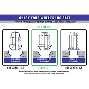 Wheel Accessories Parts 20 Pcs M14x1.5 14x1.5 Thread Bulge Acorn 35mm 1.38" Long Lug Nuts Black 3/4" 19mm Hex Fits 2010+ Chevy Camaro | Dodge Charger Challenger | 2014+ Ford Mustang