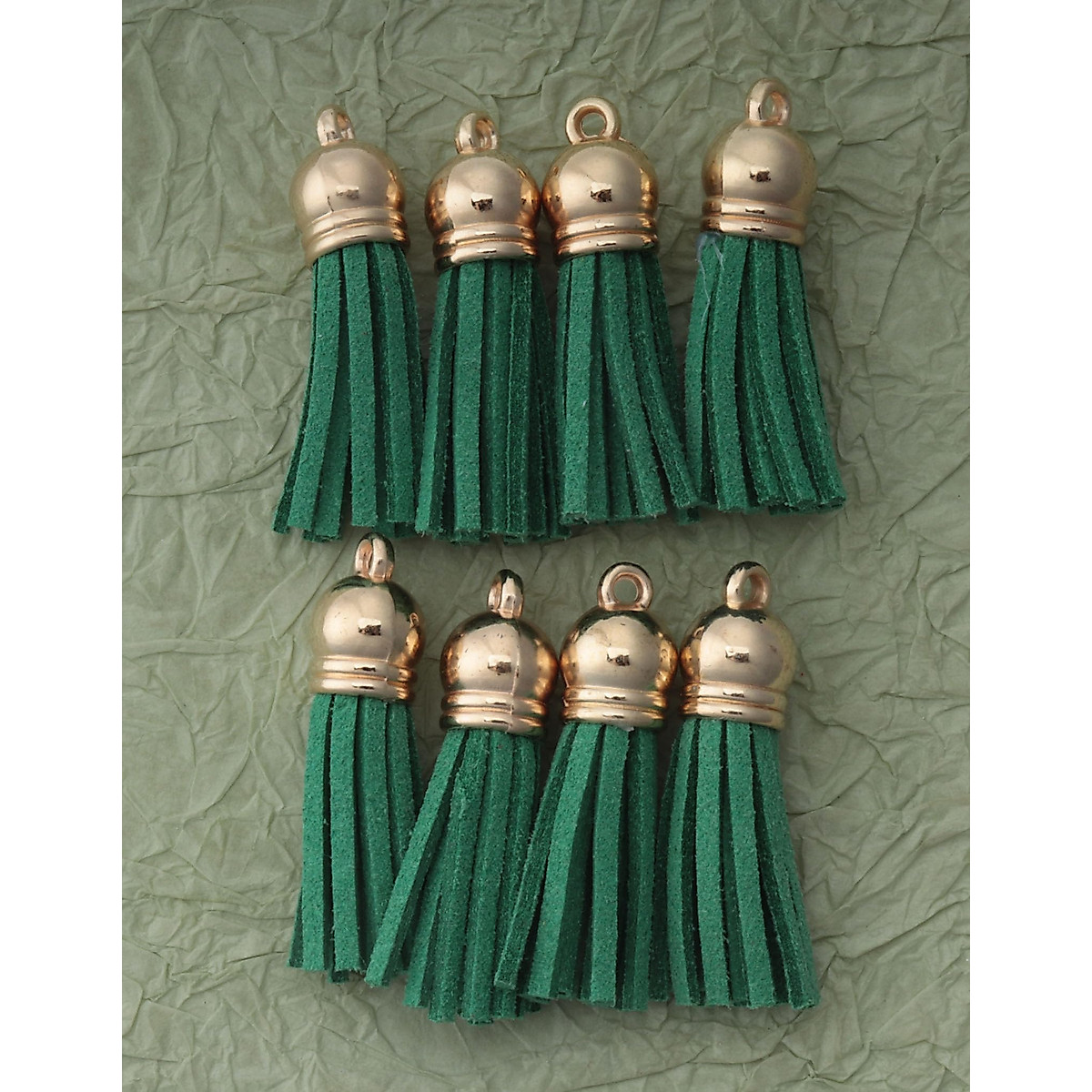 Ruwado 30 Pcs Keychain Leather Tassels with Gold Caps Hole Mini Faux Tassels for DIY Jewelry Making Keychain Earrings Craft Project Supplies Necklace Bracelet (Red and Green)