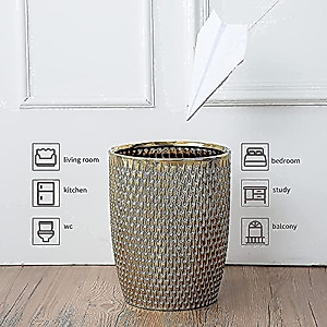 BASDHE Bathroom Accessories Set 5 Piece Bath Ensemble Includes Trash Can,Toothbrush Holder,Toothbrush Cup,Soap Dispenser,Soap Dish for Decorative Countertop and Housewarming Gift, Yellow