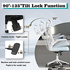 Ergonomic Office Chair, High Back Mesh Desk Chair with Thick Molded Foam Cushion, Coat Hanger, Adjustable Headrest, Lumbar Support, Tilt & Lock Function-Task Chair (Carolina Blue)