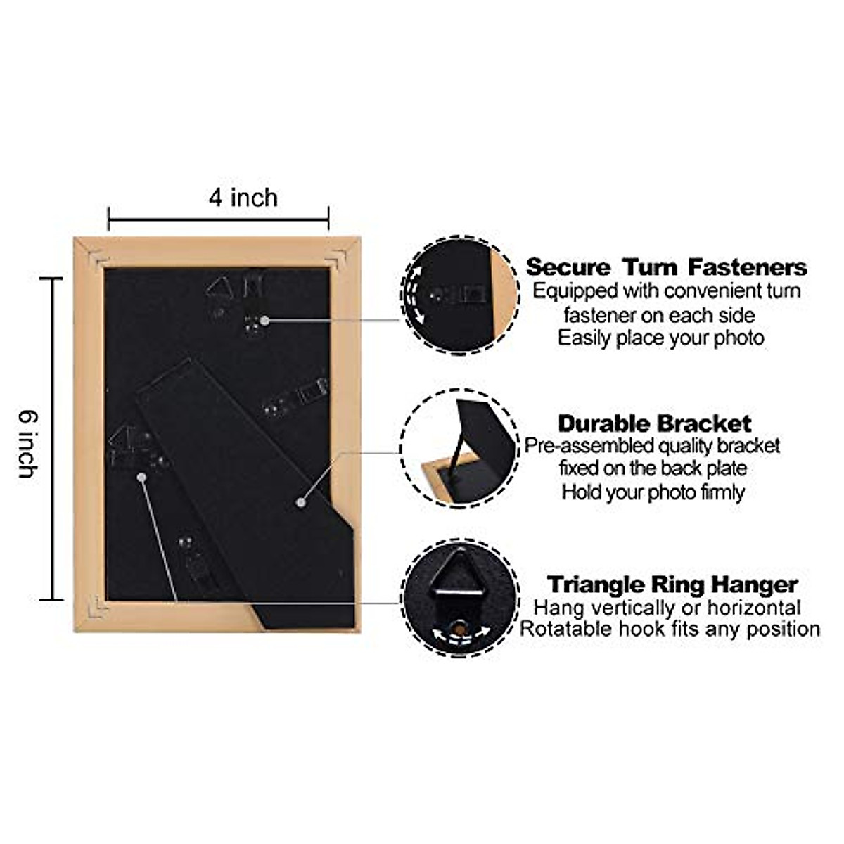 VIOLABBEY 4x6 Picture Frames Set of 4, Colorful Photo Frame of Modern Style, High Definition Tempered Real Glass, Wall Mounted or Tabletop Display (Blue+Light Blue+Orange+Apricot)