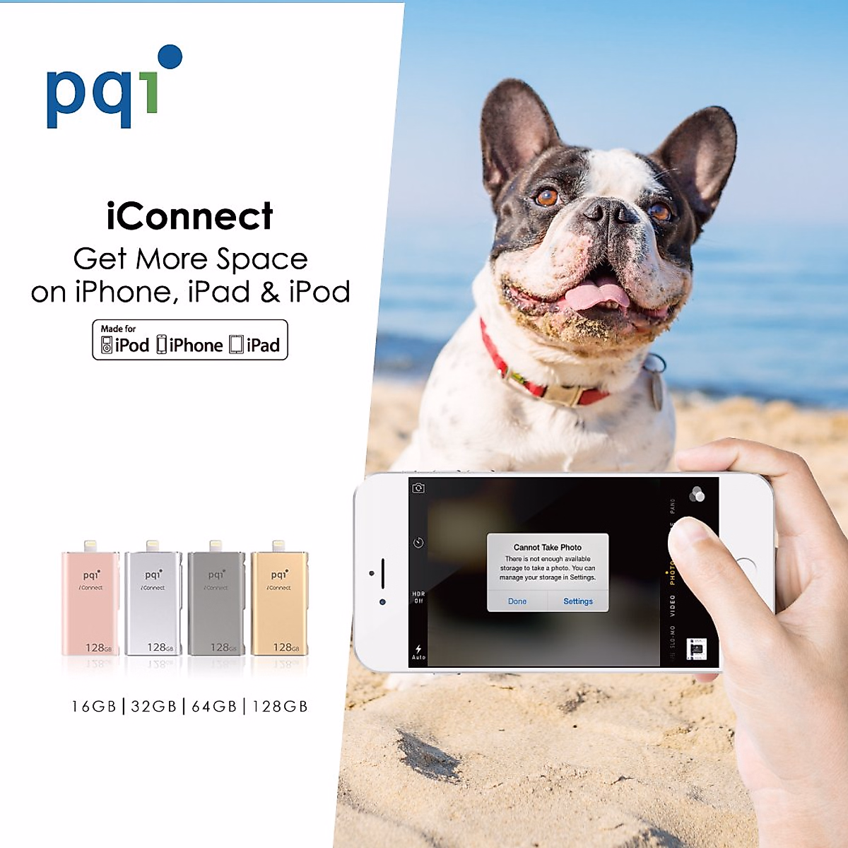 Flash Drive for iPhone iPad, iConnect[USB 3.0] [Apple MFi Certified] Apple FlashDrive Mobile Storage with Lightning Connector for iPhone, iPad, iPod Mac and Computer (16GB) (Space Gray)