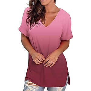 DASAYO Womens Tops 2023 Summer Casual T-Shirt Plus Size Fashion Short Sleeve Shirts Blouse Going Out Tunic Ladies Outfits