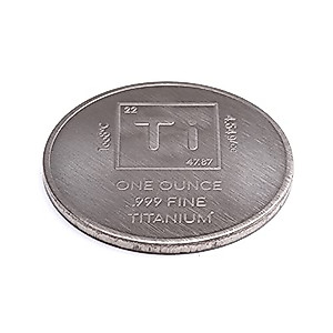 1 Troy Oz Titanium Round - .999 Pure Chemistry Element Design by Unique Metals