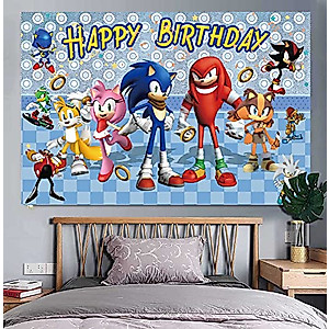 60x40 Inches Birthday Backdrop for Party, Soni Birthday Decoration with Good Wrinkle Resistance, Birthday Party Supplies as Photography Background, Happy Birthday Banner 5X3 ft for Kids, Boys, Girls