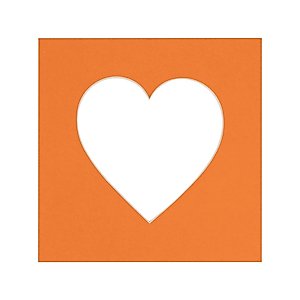 15x15 Mat Bevel Cut for 11x11 Photos - Precut Orange Heart Shaped Photo Mat Board Opening - Acid Free Matte to Protect Your Pictures - Bevel Cut for Family Photos, Pack of 1 Matboard Show Kit With