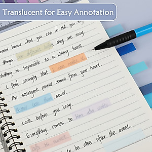 Smarpau 1600 Pcs Morandi Sticky Tabs, Translucent Book Tabs for Annotating Books, Writable and Repositionable Index Tabs Page Flags Book Markers, Book Annotation Supplies, Cute School Supplies