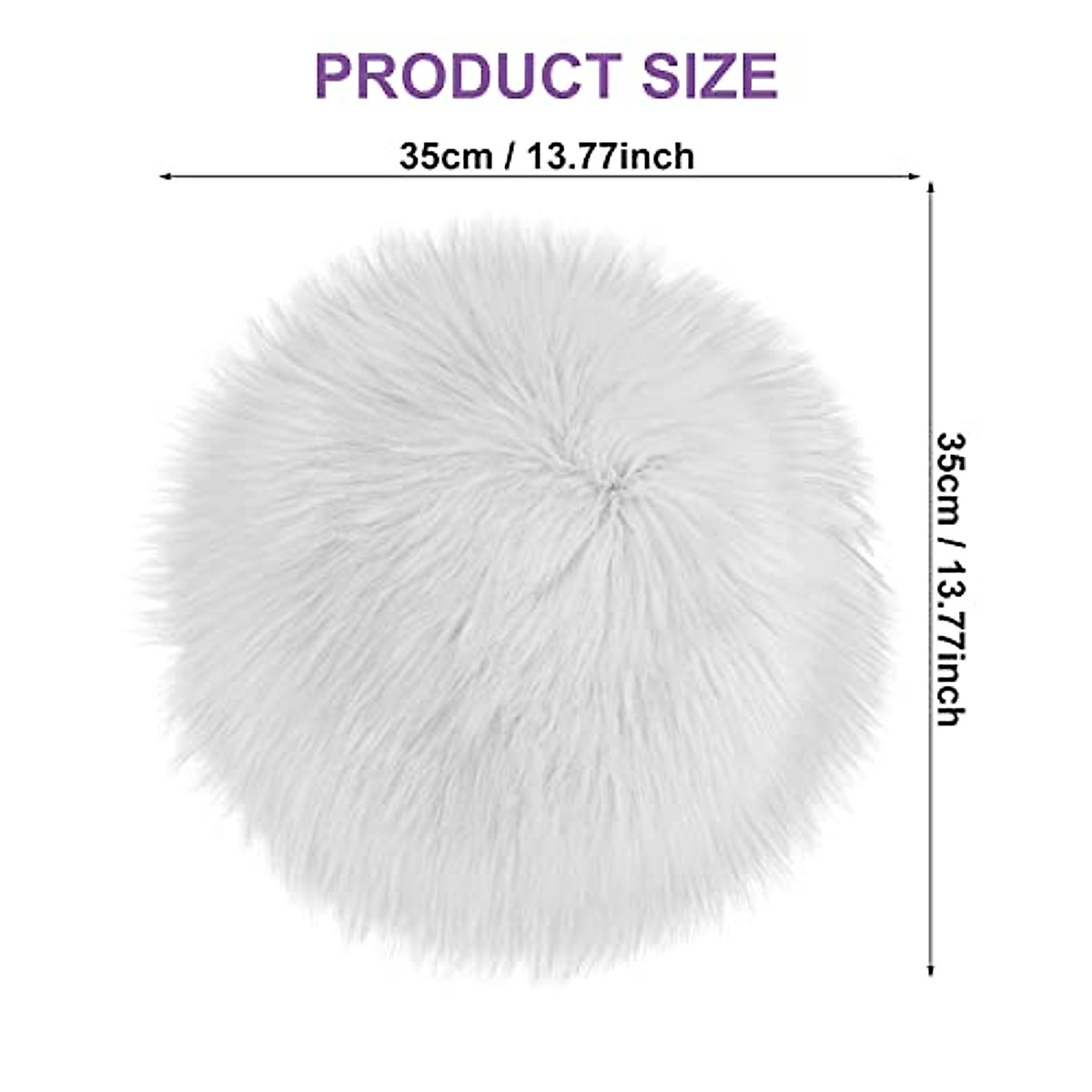 Sibba Faux Fur Small Area Rug Chair Desk Sofa Cover Carpet 35 cm Fluffy Plush Seat Pad Protectors for Home Bedrooms Aesthetic Decor (White Round)