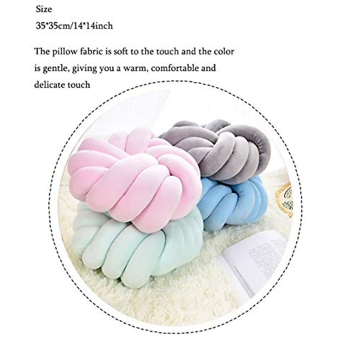 Mauuwy Hot Pink Throw Pillows Knot Pillow 14X14 Round Velvet Pillows for Couch Chair Cushion Sofa Round Decorative Pillow Garden Lumbar Pillows for Living Room Kitchen Bedroom Car