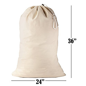 Cotton Laundry Bag, 2 Pack - 24" x 36" - Sturdy, 100% Cotton, Locking Drawstring Closure for Easy Carrying, Perfect Laundry Bag for College Students Living in Dorms, and Sorting Laundry at Home.