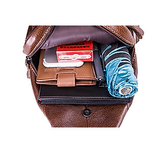 Chrysansmile Genuine Leather Shoulder Sling Backpack Bag Unisex Outdoor Crossbody Sling Pack Sport Daypack One Size