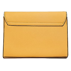 KKXIU Women Elegant Faux Leather Evening Envelope Clutch Purse Foldover Bags for Party Wedding Prom (A-Mustard)