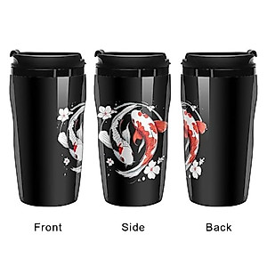Yin-Yang Japanese Fish Travel Coffee Mug Reusable Coffee Cup Tumbler with Lid for Outdoor 250ml