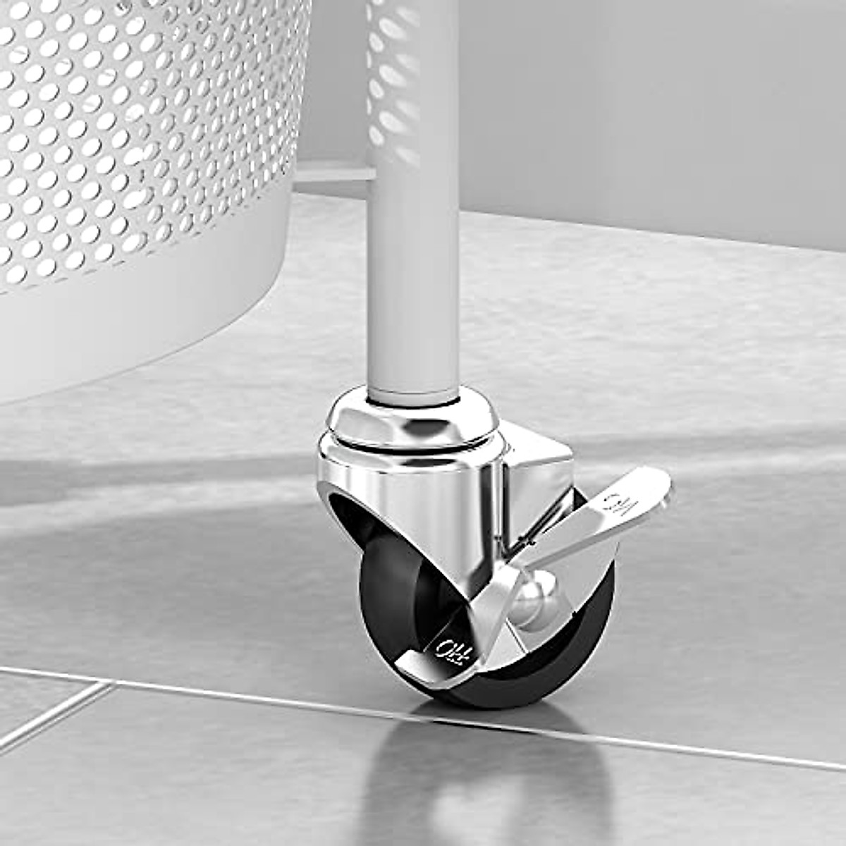 IKESOMUE Rack-Rotating Vegetable Rack Floor-Standing Rotating Basket Storage Shelf Stand Round Multi-Layer Kitchen Trolley 5 Tier Organizer with Wheels for Bathroom Living Room Bedroom (White) H1001