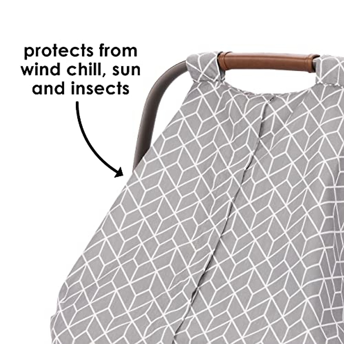 Diono Infant Car Seat Cover, Universal Weather Protection Canopy for Baby, Adjustable and Breathable with Insect Net, Gray