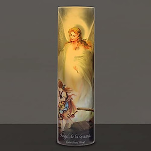 Stonebriar The Saints Collection Guardian Angel Flickering LED Prayer Candle with Automatic Timer, Religious Gift Ideas for Mom, Dad, Sister, Brother, and Friends 8 Inches