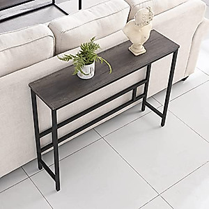 MAJARO Modern Industrial Sofa Console Table for Living Room, Office (Dark Grey, Single Layer)