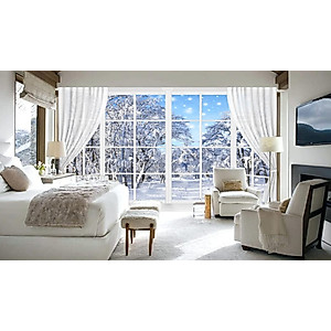 Winter Scene Backdrop Holiday Wonderland Snowflake Photography Background Window Forest Christmas Party Decoration Tree Landscape Kids Portrait Photobooth Photo Studio Props 7x5ft White