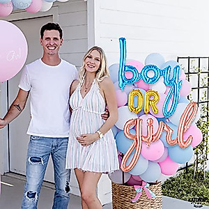 KatchOn, Boy or Girl Script Balloon - 36 Inch | Gender Reveal Foil Balloons for Gender Reveal Decorations | Boy or Girl Gender Reveal Party Supplies | Boy or Girl Balloons, Baby Shower Decorations