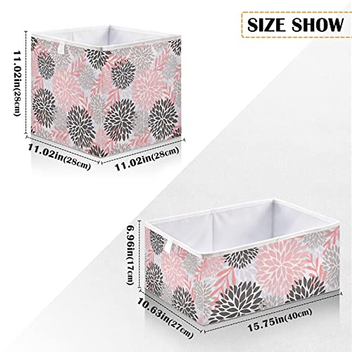 xigua Dahlia Flower Rectangle Storage Bin Large Collapsible Storage Box Canvas Storage Basket for Home,Office,Books,Nursery,Kid's Toys,Closet