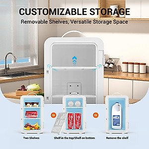 Suavo 6L/8 Cans Mini Fridge for Bedroom, 110V AC/12V DC Portable Thermoelectric Cooler and Warmer Compact Refrigerators for Skincare Beverages Medications, Small Fridge for Home, Office, Dorm, and Car