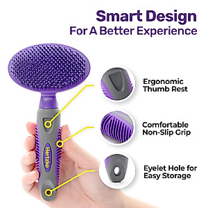 Hertzko Soft Pet Brush With Pins For Dogs, Cats - The Ultimate Dog Brush, Remove Fur, Loose Hair - Comb For Grooming Long Haired & Short Haired Dogs, Cats, Rabbits & More, Deshedding Tool, Cat Brush