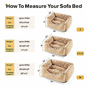 JOEJOY Small Dog Bed for Medium Small Dogs, Rectangle Washable Dog Sofa Bed, Soft Breathable Puppy Bed, Durable Pet Cuddler Bed with Anti-Slip Bottom, 20"x19"x6", Beige
