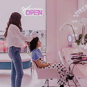 Open Neon Sign Pink White LED Sign USB Powered Neon Light up Signs for Wall Decor with Switch for Bar Salon Store Hotel Coffee Shop Club Business