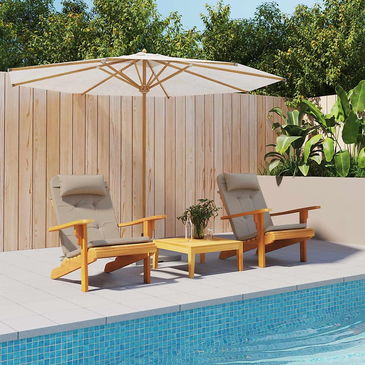 CHARMMA Adirondack Chair Cushions 2 pcs Taupe Oxford Fabric, Decor