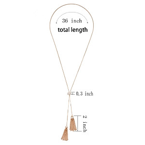 Tassel Pendant Lariat Y Necklace Long Snake Chain Necklaces with Adjustable Crystal Slider Ball