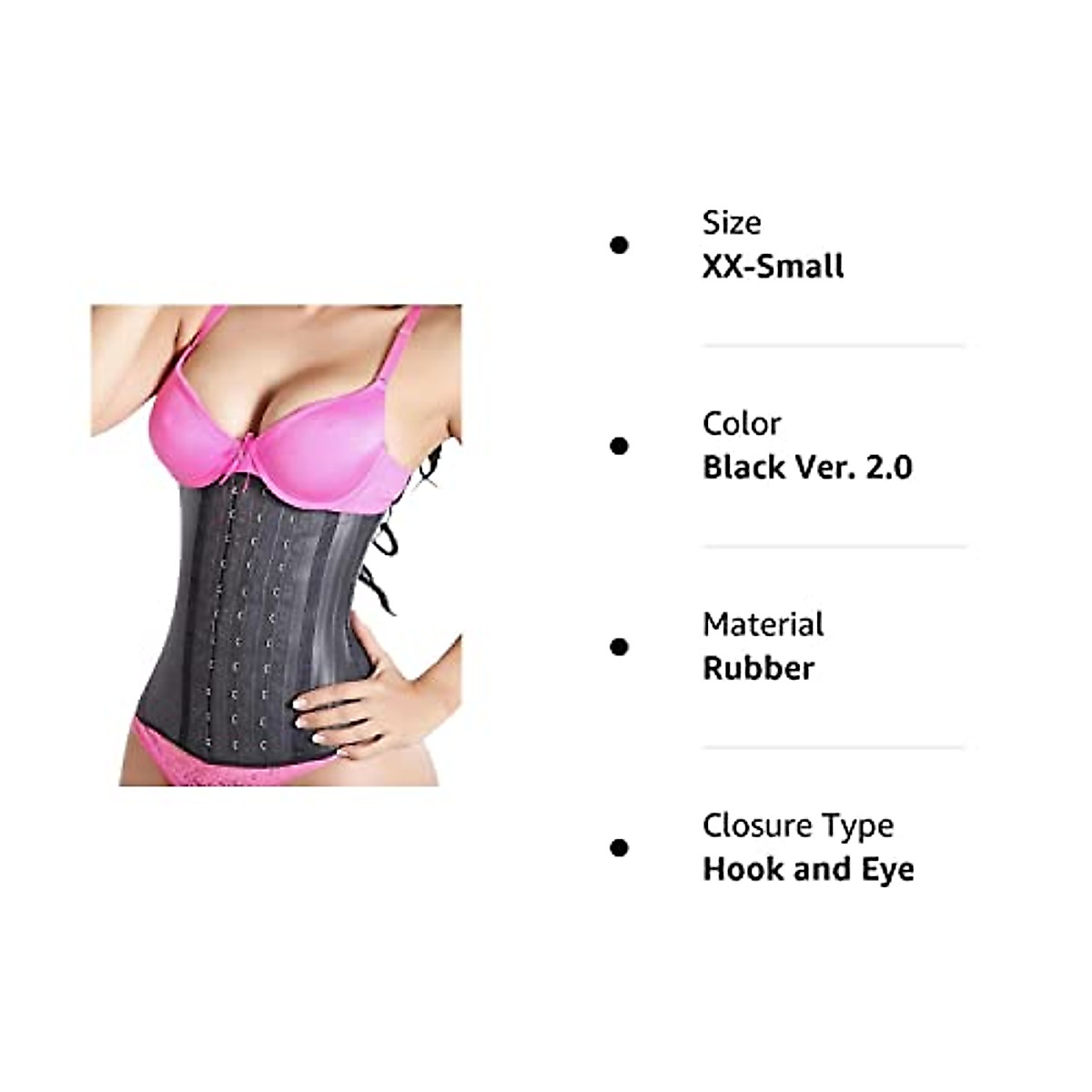 Lady Slim Fajas Colombianas Reductoras Y Moldeadoras para Mujer Underbust Latex Waist Trainer Hourglass Body Shaper for Women Black V2 2XL