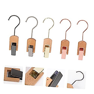 HOOTNEE 5pcs Hook Storage Clip Socks Clips Laundry Hanger Hooks Clips for Curtains Socks Hangers with Clips Multi Clothing Hanging Clip Mini Clothespins Swivel Laundry Hooks Sock Clip Wood