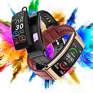 2023 New Upgrade Sports Smartwatch with Wireless Earphones 2 in 1 Ultrathin 1.14inch IPS Touch-Screen Ipx6 Waterproof Multi Sport Mode Bv5.2 Compatible with iOS & Android for Sports (Rose Gold)