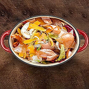 Kerilyn 4.5 QT Enameled Oval Dutch Oven Pot with Lid and Dual Handles, Cast Iron Dutch Oven for Cooking, Bread Baking, Non-stick Enamel Coated Cookware (Red)