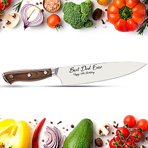 Stainless Steel Professional Chef's Knife – Custom Engraved Ultra Sharp Kitchen Japanese Knife - 9 Inches With Personalized Touch