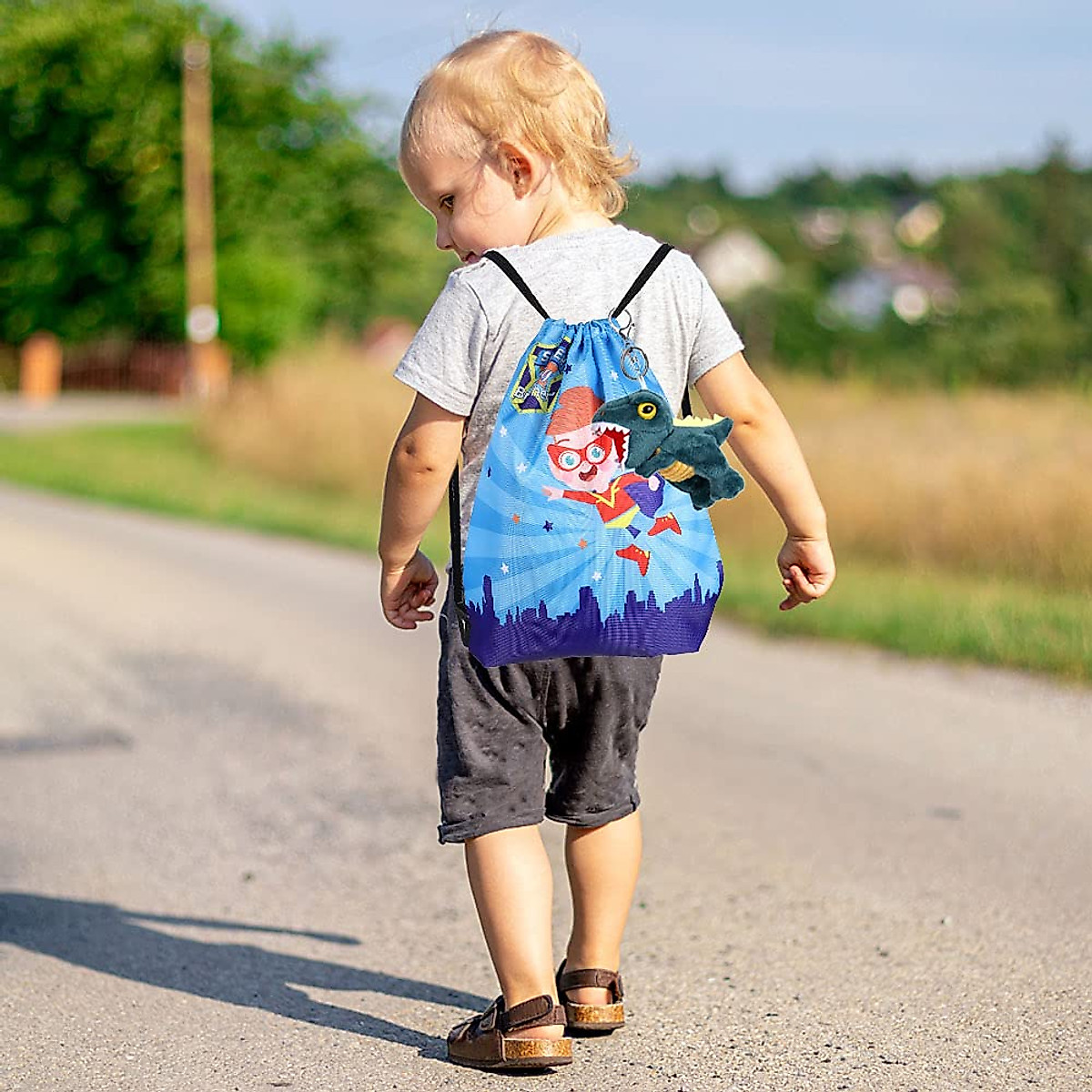 Golray Super Big Brother Gifts Set with Superhero Cape Eyemask Dinosaur Slap Bracelets Necklace, Drawstring Backpack, Plush Keychain, Insulated Plastic Tumbler Cup Big Brother Gift Little Toddler Boy