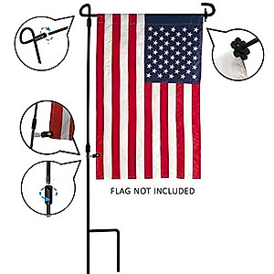 GLORYA Garden Flag Stand - Premium Garden Flag Pole Holder Stand Metal Powder-Coated Weather-Proof Paint - Garden Flag Stake with Stopper and Anti-Wind Clip for Garden Flags (4 Pack)